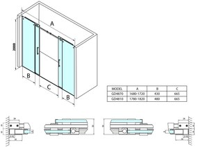GELCO - DRAGON sprchové dveře 1800mm, čiré sklo, GD4810