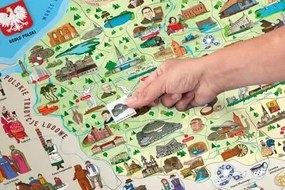 Woody Magnetická mapa Polska s obrázky a společenská hra 3v1 / od 3 le