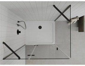 Mexen Roma Duo, sprchový kout 70 (dveře) x 80 (dveře) cm, 6mm čiré sklo, černý profil + SLIM sprchová vanička 5cm bílá + černý sifon, 854-070-080-70-00-4010B
