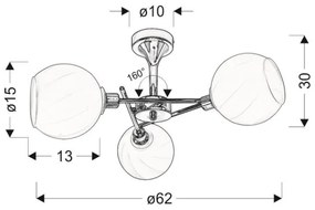 Lustr na tyči RAUL 3xE14/40W/230V