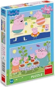 DINO Puzzle Prasátko Peppa: Na dovolené / 2x48 dílků / od 5 let
