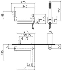 Dornbracht LULU - vanová baterie nástěnná rozteč 150 mm, komplet, chrom 33233710-00