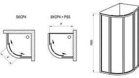 Ravak Supernova Sprchový kout čtvrtkruh 90 cm, black+transparent SKCP4-90 3117O302Z1