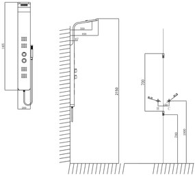 Sapho, PRESTIGE sprchový panel s termostatem. baterií 200x1400 mm, nerez, WN337