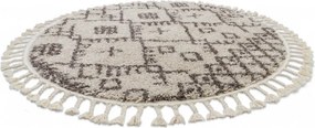 Dywany Łuszczów, Kusový koberec Berber Tanger B5940 cream and brown kruh, 120x120 (průměr) kruh, hnědá, obývací pokoj