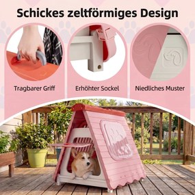 Costway Venkovní psí bouda s odvětrávacími okny skládací plastová Dog House Dog