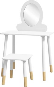 AIYAPLAY Dětský toaletní stůl se stoličkou – Dětský make-up toaletní stůl pro dívky od 3 let s bezpečným zrcadlem – Jednoduchý bílý design | Aosom