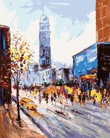 Malování podle čísel všední den v new yorku, 80x100 cm, vypnuté plátno na rám