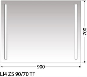 INTEDOOR zrcadlo s LED osvětlením LI4 ZS 90/70 TF