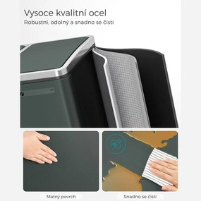 Koš na třídění odpadu SORT 54 l (3×18 l), antracitová/stříbrná SongmicsHome