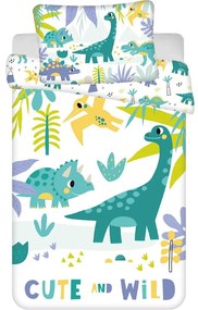 Jerry Fabrics s. r. o. Povlečení bavlněné do postýlky 135x100+40x60 - Dino "Cute and wild" baby