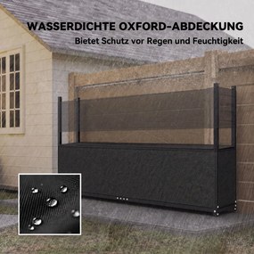 Outsunny Stojan na palivo 202 x 25 x 113 cm, stojan na dřevo s 600D Oxford krytem, ocelový rám do 500 kg, černý