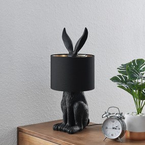 Lindby Lorentina látková stolní lampa zajíc černá