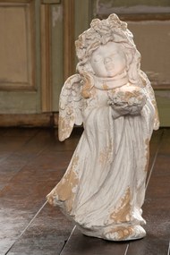 Béžová antik venkovní dekorace Angel na svíčku – 32*28*60 cm