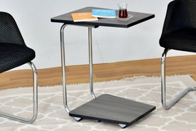 Antracitový odkládací stolek ve tvaru C na kolečkách Vilinze