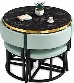 LuxuryForm DESIGN Jídelní set MONTE 4+1 - mint / černý