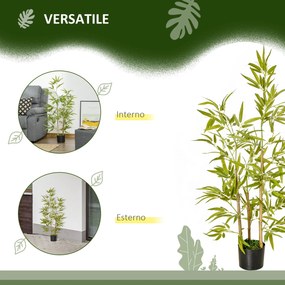 Umělá rostlina HOMCOM 120 cm v květináči se 336 listy, realistický falešný bambus pro interiér a exteriér