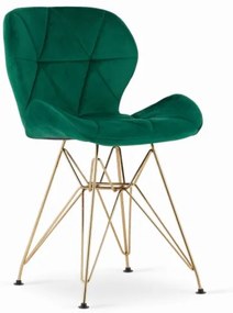 Sametová židle Paris zelená se zlatými nohami