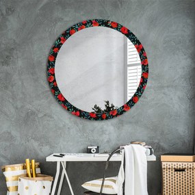 Kulaté dekorativní zrcadlo Červené semeno máku fi 90 cm