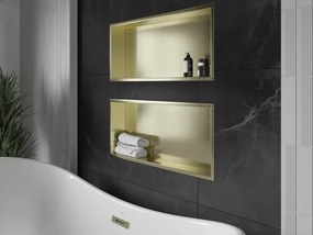 Mexen X-Wall-R nástěnná police s límcem 75 x 30 cm, zlatá kartáčovaná - 1950753010