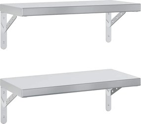 Nástěnné police 2 ks 50 x 23,5 cm stříbrné nerezová ocel 3214510
