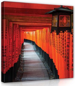 Obraz 80x80 Červená brána Torii tunel Japonsko Fushimi Inari cesta klid