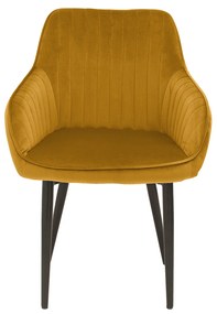 Jídelní židle Trin, samet, horčicově žlutá