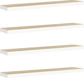 Plovoucí nástěnné police 4 ks dub a bílé 120x23,5x3,8 cm MDF 326587