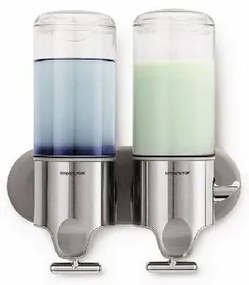 Simplehuman Koupelnové doplňky - Dávkovač tekutého mýdla a šamponu s držákem, 2x 444 ml, kartáčovaná nerez BT1028
