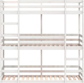 Třípatrová postel bílá 90 x 190 cm masivní borové dřevo 3284258