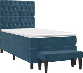 Box spring postel s matrací tmavě modrá 100x200 cm samet 3138011