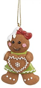 Hnědá vánoční závěsná ozdoba holčička Perníček Gingerbread - 5*1*8 cm