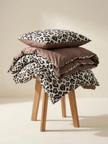Sinsay - Oboustranné ložní povlečení s leopardím vzorem - hnědá