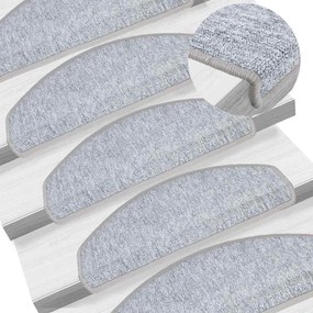 Schodové rohože 20 ks 65 x 24 x 4 cm světle šedé, půlkulaté, velké 3365792
