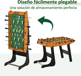 HOMCOM Skládací Stolní Fotbalová Hra se 22 Hráči pro Děti a Dospělé s 2 Skóre 98x42x62.5 cm Přirozená a černá