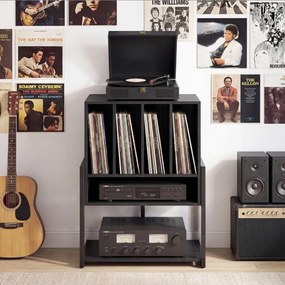 Costway Gramofonový stojan se širokou deskou a 4 přepážkami vinylový stůl