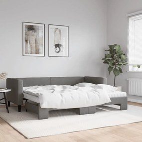 Válenda s přistýlkou a matracemi tmavě šedá 80 x 200 cm textil 3196592