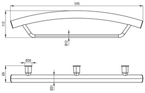 Deante Vital příslušenství, nástěnné kovové madlo s místem pro ručník, NIV_041H