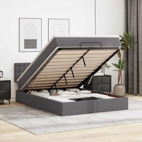 Osmanský rám postele s matrací šedá 140x190cm umělá kůže 3311306