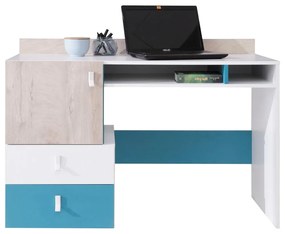 PLANET m | psací stůl PL9 | 125 cm | modrá/dub/bílá