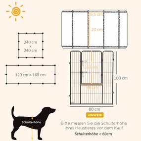 Ohrádka pro štěňata 12dílný výběh pro štěňata skládací se 2 dvířky 12 panelů z ocelové sítě, každý o rozměrech 80x100 cm šedá
