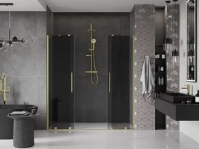 Mexen Velar Duo, posuvné sprchové dveře do otvoru 180 cm, 8mm šedé sklo, zlatá matná, 871-180-000-42-55