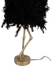Stolní lampa ve tvaru zlatých pštrosích nohou s peříčky – 30x30x69 cm