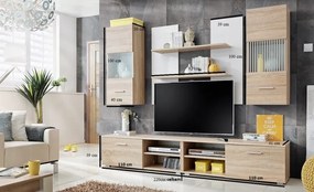 Casarredo - Komfort nábytek Obývací stěna, sestava GEBO šedá/bílý lesk