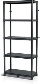 Prosperplast Regál plastový 5 polic STACKARO MIDDLE 74 x 36 x 172,5 cm - černý