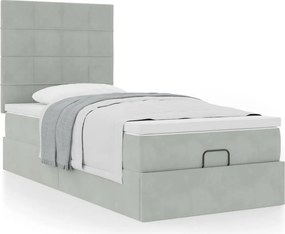 Osmanský rám postele s matracemi světle šedá 90x200cm samet 3313445