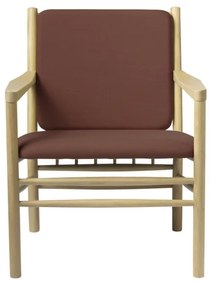 Židle J147 z dubového masivu - textilní potah barva potahu:: Hnědá, Barva rámu:: světlý dub