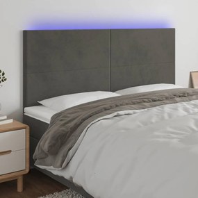 Čelo postele s LED tmavě šedé 180x5x118/128 cm samet