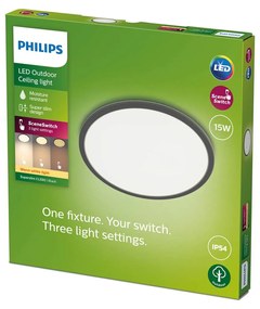 Philips SuperSlim LED IP54 Ø 25cm 2 700K černá