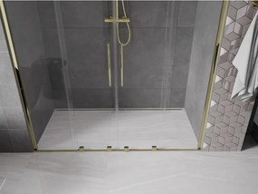 Mexen Velar Duo, posuvné dveře do otvoru 200x200 cm, 8mm čiré sklo, zlatá lesklá, 871-200-000-02-50